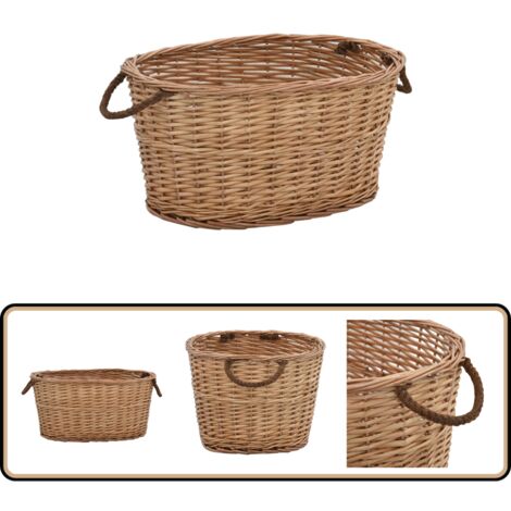 Holzkorb mit Tragegriffen 56x40x28 cm Natur Weide - Kaminholzkorb ...