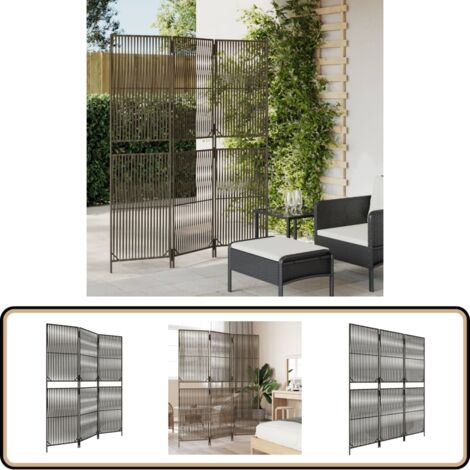 Paravent 3-tlg. Grau Poly Rattan - Raumteiler - Paravent ...