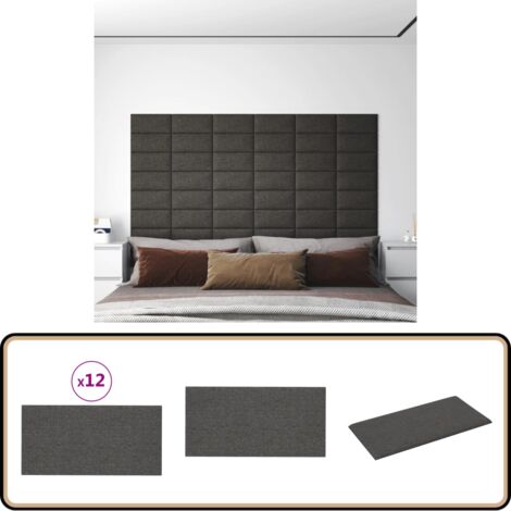 Wandpaneele 12 Stk. Dunkelgrau 30x15 cm Stoff 0,54 m² - Wandpaneele ...