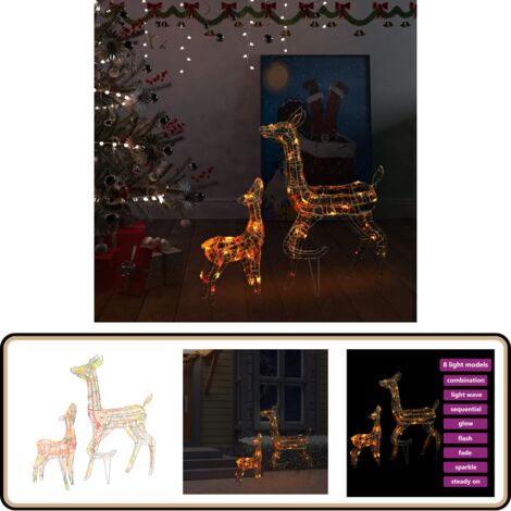 LED-Rentier-Familie Weihnachtsdeko Acryl 160 LED Bunt - Weihnachtsdeko ...