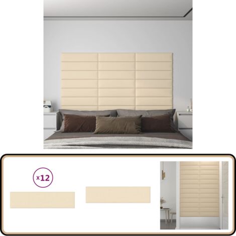 Wandpaneele 12 Stk. Creme 60x15 cm Stoff 1,08 m² - Wandpaneele ...