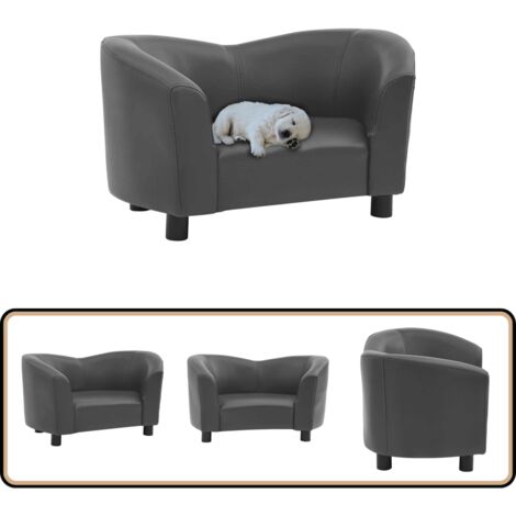 Hundesofa Grau 67x41x39 cm Kunstleder - Hundesofa - Hundebett - Tierbett - Kuschelplatz Für ...