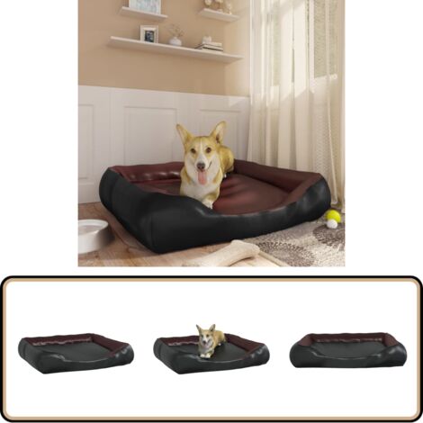 Hundebett Schwarz/Braun 80x68x23 cm Kunstleder - Hunde Bett - Hundehaus - Haustierbett ...