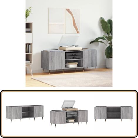 Plattenschrank Grau Sonoma 121x38x48 cm Holzwerkstoff - Plattenregal ...