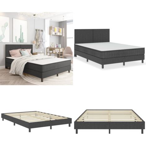 Boxspring-Bettgestell Grau Stoff 140x200 cm - Boxspringbett ...