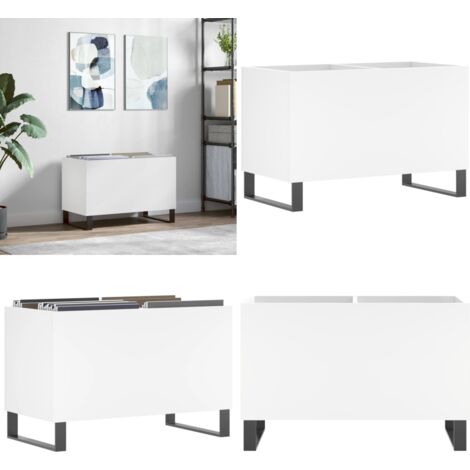 Plattenschrank Weiß 74,5x38x48 cm Holzwerkstoff - Plattenregal ...