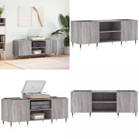 Plattenschrank Grau Sonoma 121x38x48 cm Holzwerkstoff - Plattenregal ...