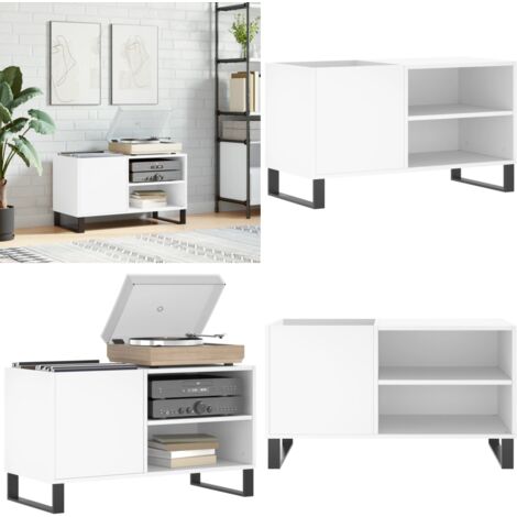 Plattenschrank Weiß 85x38x48 cm Holzwerkstoff - Plattenregal ...