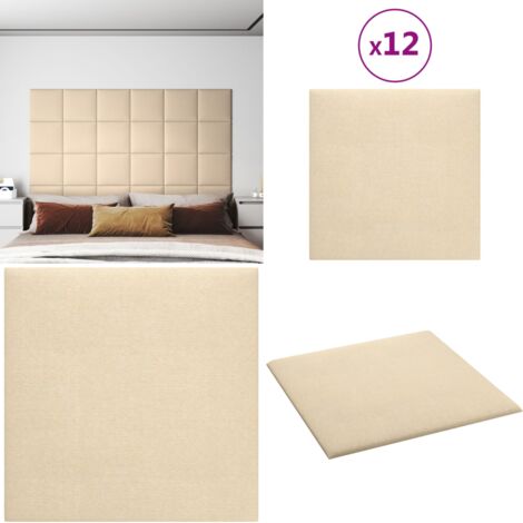 Wandpaneele 12 Stk. Creme 30x30 cm Stoff 1,08 m² - Wandpaneele ...