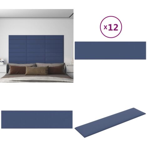 Wandpaneele 12 Stk. Blau 60x15 cm Stoff 1,08 m² - Wandpaneele ...