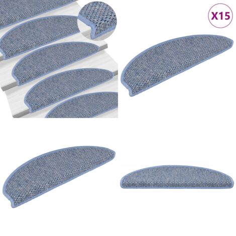 Treppenmatten Selbstklebend Sisal-Optik 15 Stk. 56x17x3cm Blau ...