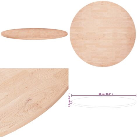 Runde Tischplatte Ø60x1,5 cm Unbehandeltes Massivholz Eiche ...
