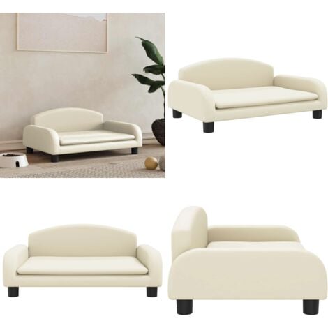 Hundebett Creme 70x45x30 cm Kunstleder - Hundebett - Haustierbett - Hundeliege ...