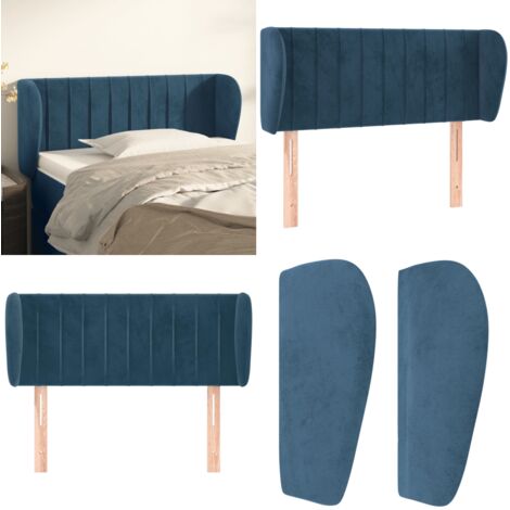 Kopfteil mit Ohren Dunkelblau 83x23x78/88 cm Samt - Bettkopfteil ...