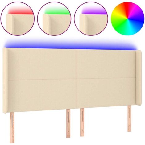 LED Kopfteil Creme 163x16x118/128 cm Stoff - LED Kopfteil - Bett ...