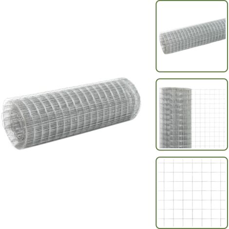 The Living Store Maschendraht Verzinkter Stahl 25x0,5 m Silbern - Zaun ...