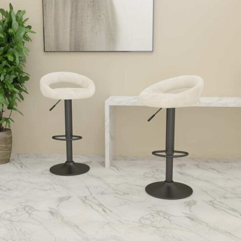 The Living Store Barhocker 2 Stk. Creme Samt - Samt Sessel - Creme ...