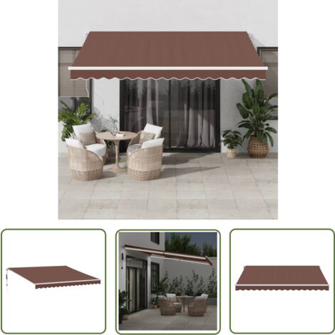 The Living Store Markise Automatisch mit LED Braun 400x300 cm - Markise ...