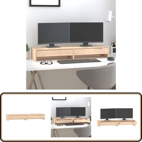 Monitorständer 100x27x15 cm Massivholz Kiefer - Monitorständer ...