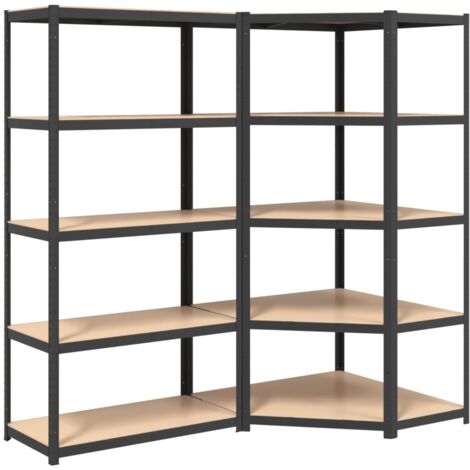 Schwerlastregale mit 5 Böden 2 Stk. Grau Stahl & Holzwerkstoff ...