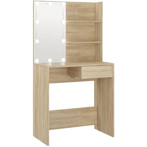 Schminktisch mit LEDs Sonoma-Eiche 74,5x40x141 cm Holzwerkstoff ...