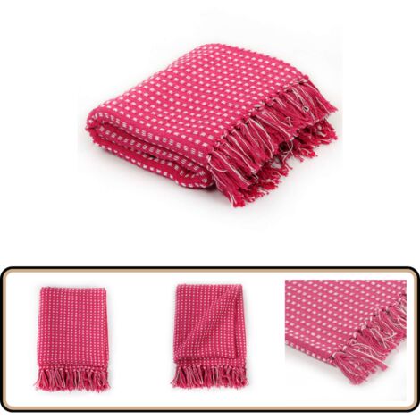 Überwurf Baumwolle Kariert 125x150 cm Rosa - Baumwolldecke - Rosa Decke ...