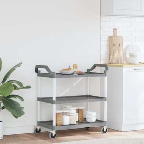 Rollwagen mit 3 Etagen Grau 99x50x96 cm Aluminium - Servierwagen ...