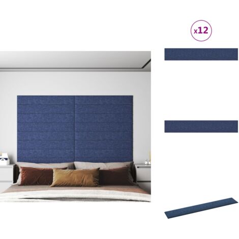 Wandpaneele 12 Stk. Blau 90x15 cm Stoff 1,62 m² - Wanddeko ...