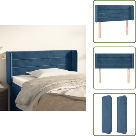 Kopfteil mit Ohren Dunkelblau 93x16x78/88 cm Samt - Bettkopfteil ...