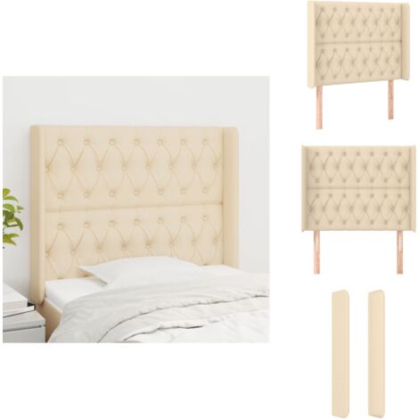 Kopfteil mit Ohren Creme 103x16x118/128 cm Stoff - Bettkopfteil ...