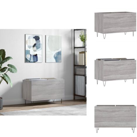 Plattenschrank Grau Sonoma 74,5x38x48 cm Holzwerkstoff - Plattenregal ...