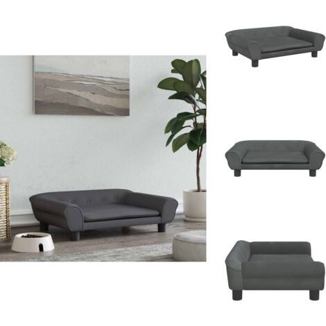 Hundebett Dunkelgrau 70x48x22 cm Samt - Hunde Bett - Hundebett - Samtbett - Tierbett - Katzenbett