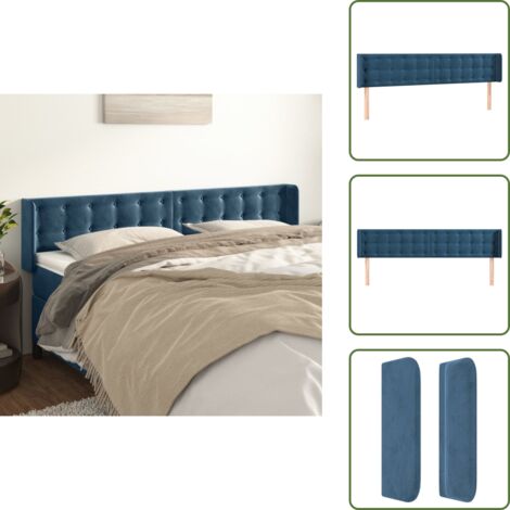 Kopfteil mit Ohren Dunkelblau 203x16x78/88 cm Samt - Samt Kopfteil ...