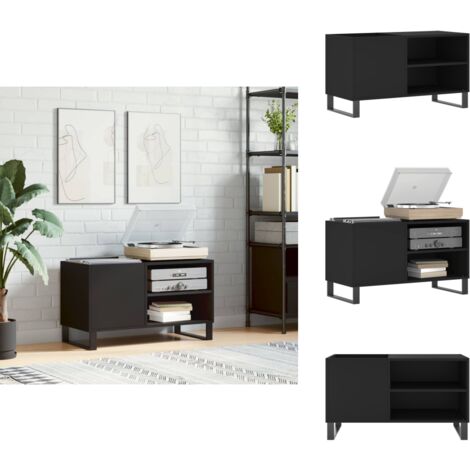 Plattenschrank Schwarz 85x38x48 cm Holzwerkstoff - Plattenregal - Vinyl ...
