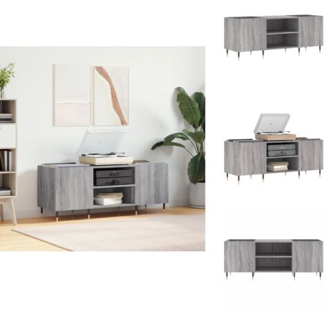 Plattenschrank Grau Sonoma 121x38x48 cm Holzwerkstoff - Plattenregal ...