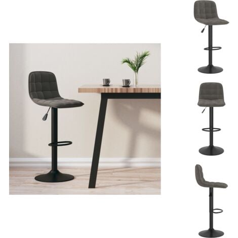 Barhocker Dunkelgrau Samt - Barhocker - Samtsessel - Höhenverstellbar - Barstuhl - Küchenstuhl