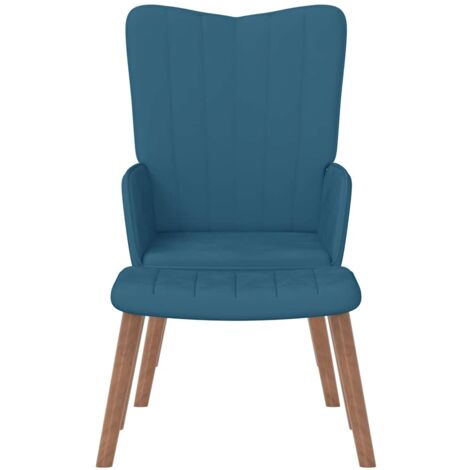 Relaxsessel mit Hocker Blau Samt - Sessel - Samt Sessel - Blau Sessel ...