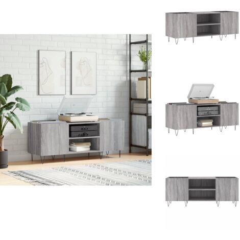 Plattenschrank Grau Sonoma 121x38x48 cm Holzwerkstoff - Plattenregal ...