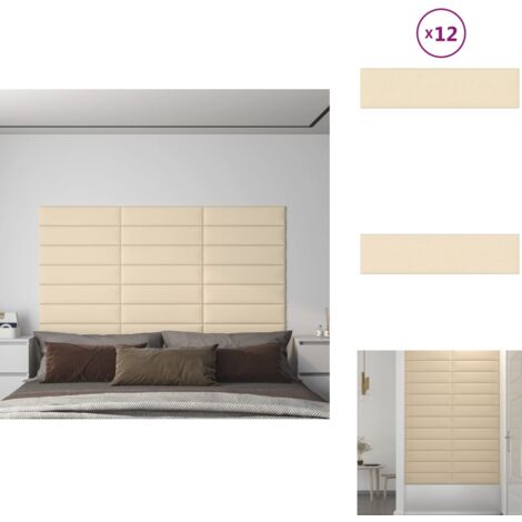 Wandpaneele 12 Stk. Creme 60x15 cm Stoff 1,08 m² - Wandpaneele ...