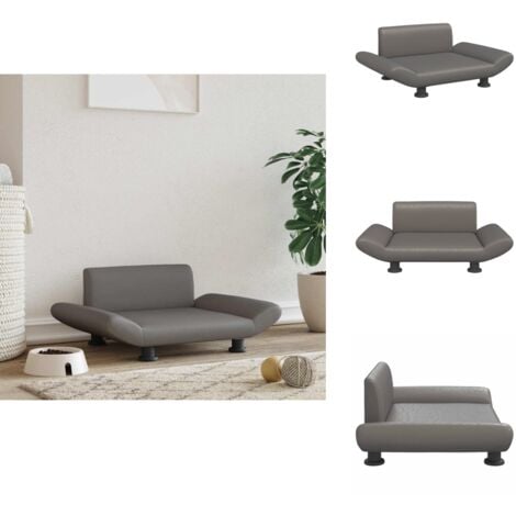 Hundebett Grau 70x45x28 cm Kunstleder - Hunde Bett - Haustierbett - Hundekorb - Sofabett Für ...