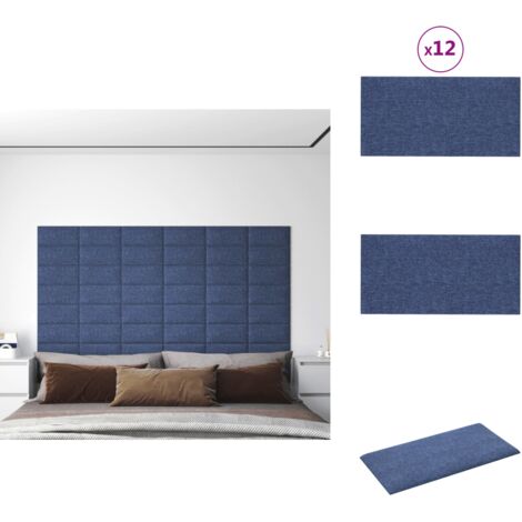 Wandpaneele 12 Stk. Blau 30x15 cm Stoff 0,54 m² - Wanddeko ...