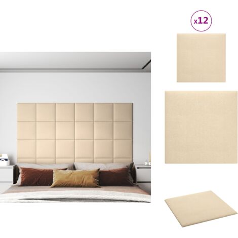 Wandpaneele 12 Stk. Creme 30x30 cm Stoff 1,08 m² - Wandpaneele ...