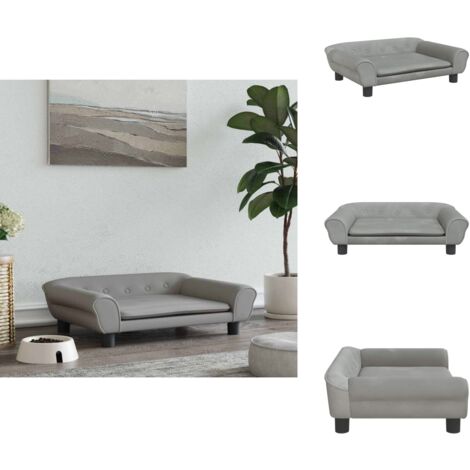 Hundebett Hellgrau 70x48x22 cm Samt - Hunde Bett - Samtbett - Hundeplatz - Tierbetten - Kleines ...