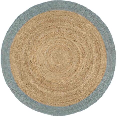 Teppich Handgefertigt Jute mit Olivgrünem Rand 240 cm - Jute Teppich ...