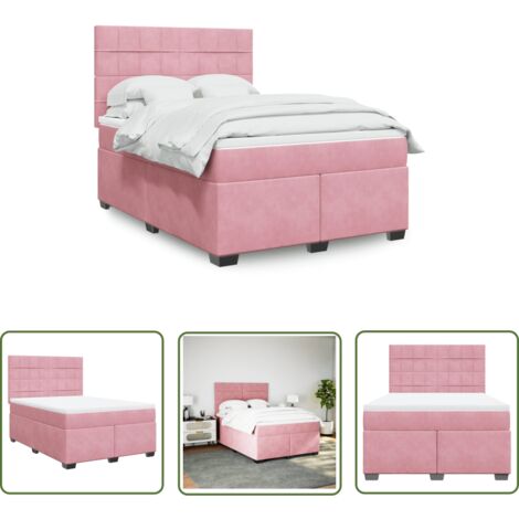 The Living Store Boxspringbett mit Matratze Rosa 140x190 cm Samt ...