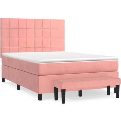 The Living Store Boxspringbett mit Matratze Rosa 140x200 cm Samt ...