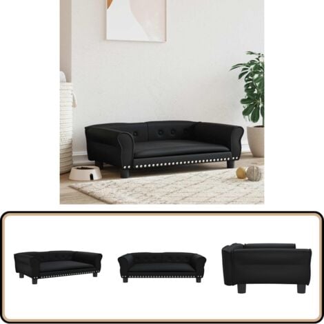 Hundebett Schwarz 95x55x30 cm Kunstleder - Hundebett - Haustierbett - Hundeliege - Sofabett Für ...