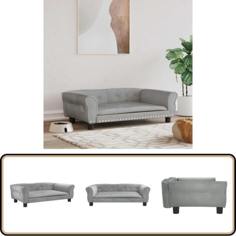 Hundebett Hellgrau 95x55x30 cm Samt - Hunde Bett - Hundebett - Samtbett - Tierbetten - Kleines ...