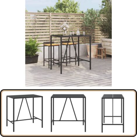 Bartisch mit Glasplatte Schwarz 110x70x110 cm Poly Rattan - Gartentisch ...
