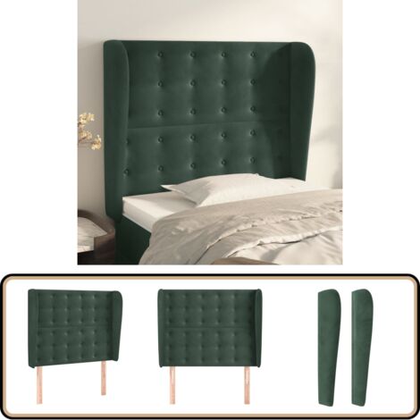 Kopfteil mit Ohren Dunkelgrün 103x23x118/128 cm Samt - Samt Kopfteil ...
